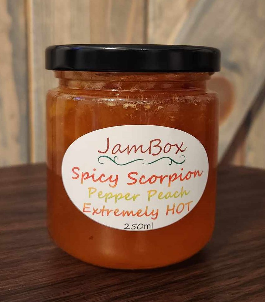 Spicy Scorpion Pepper Peach Jam 250ml Extremely HOT - JamBox